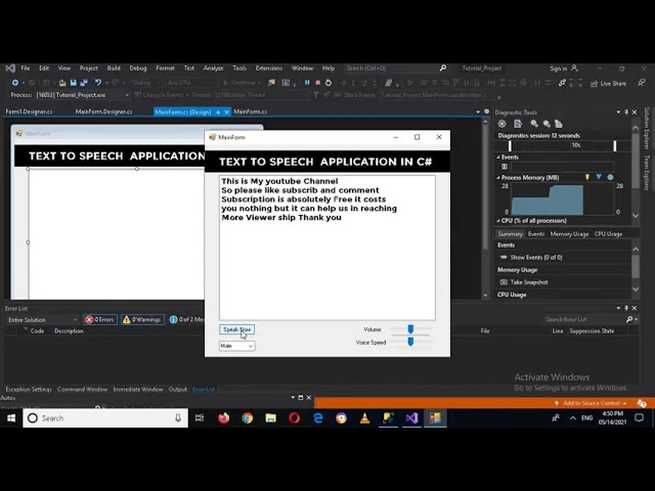 2 - How to create text to speech application in c#