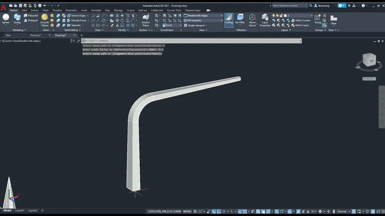 114 AutoCAD 3D Sweep