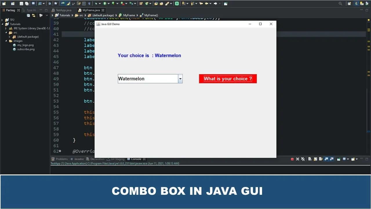 Java GUI Tutorial #43 - Creating A Combo Box In Java GUI Using JComboBox Class
