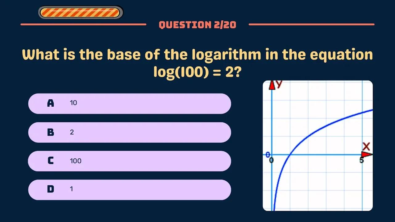Logarithmic and Exponential Function Quiz: 20 questions