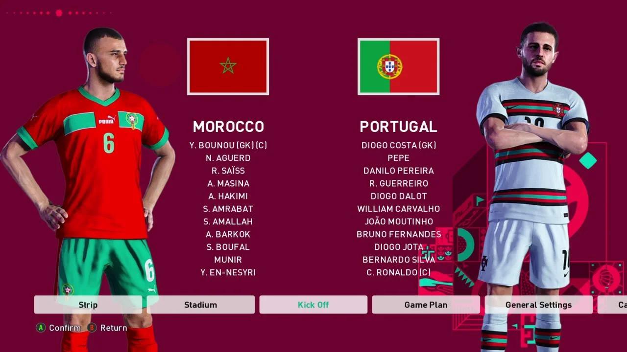 PES 2021 • Morocco vs Portugal •World Cup Qatar 2022 • Ultra Realistic ...
