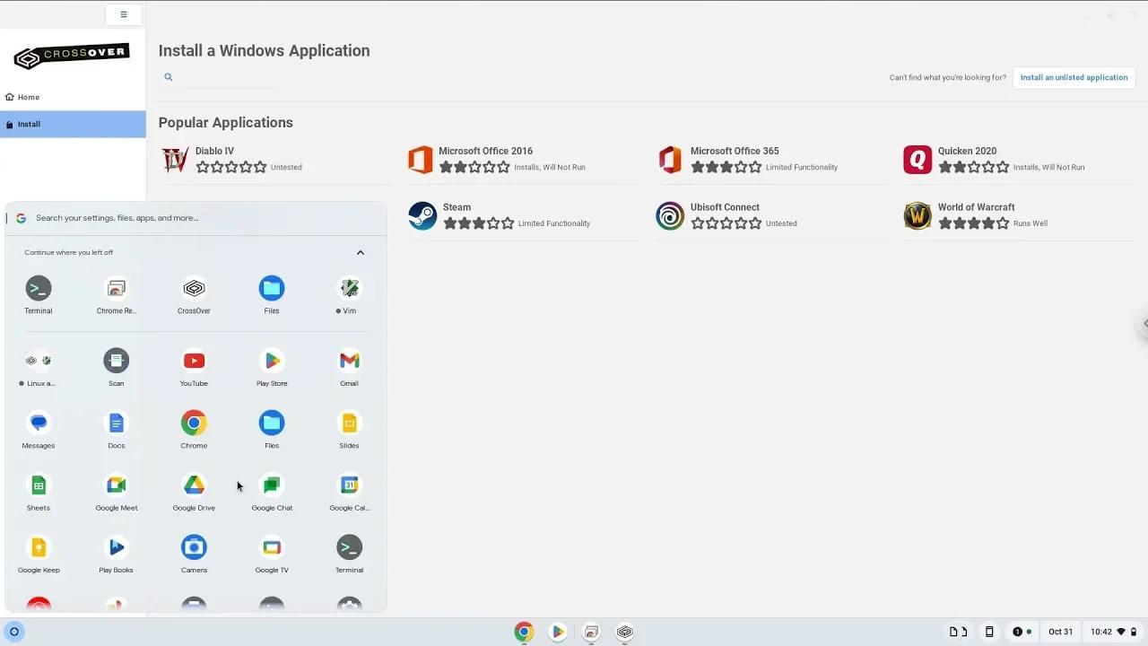 How to install Crossover 23 on a Chromebook