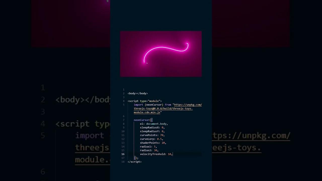 three js neon cursor | #shorts