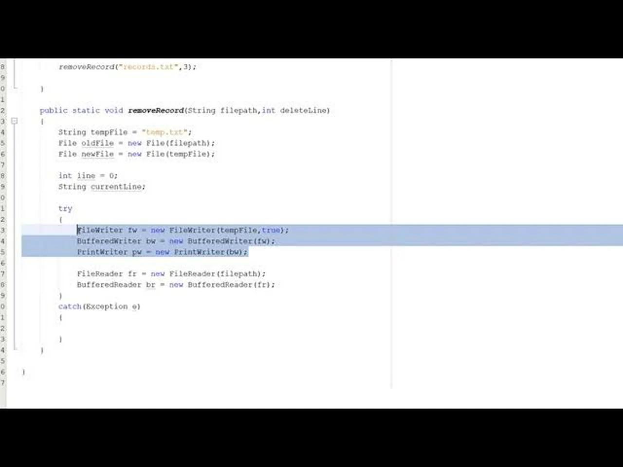 How to Delete a Specific Line of Text From a File Using Java