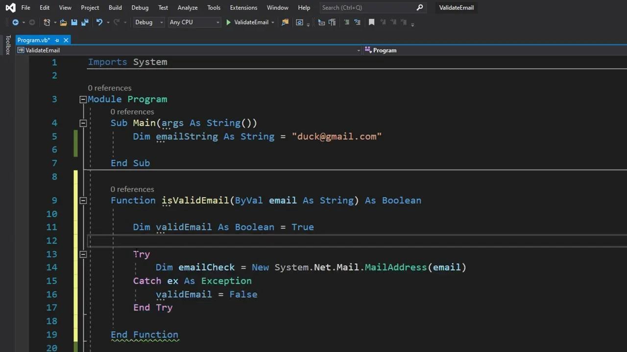How to Validate an Email Address Using Visual Basic (Simple)