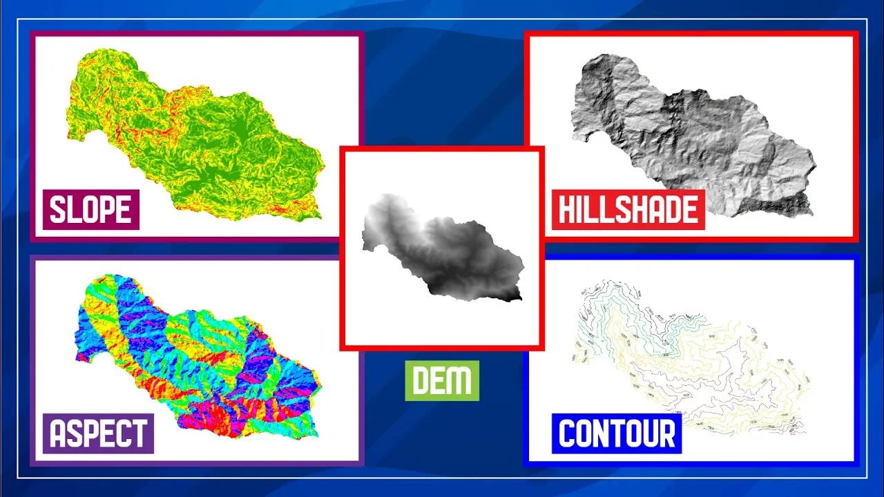 Slope || Aspect || Hillshade || Contour || Surface Analysis Using DEM ...