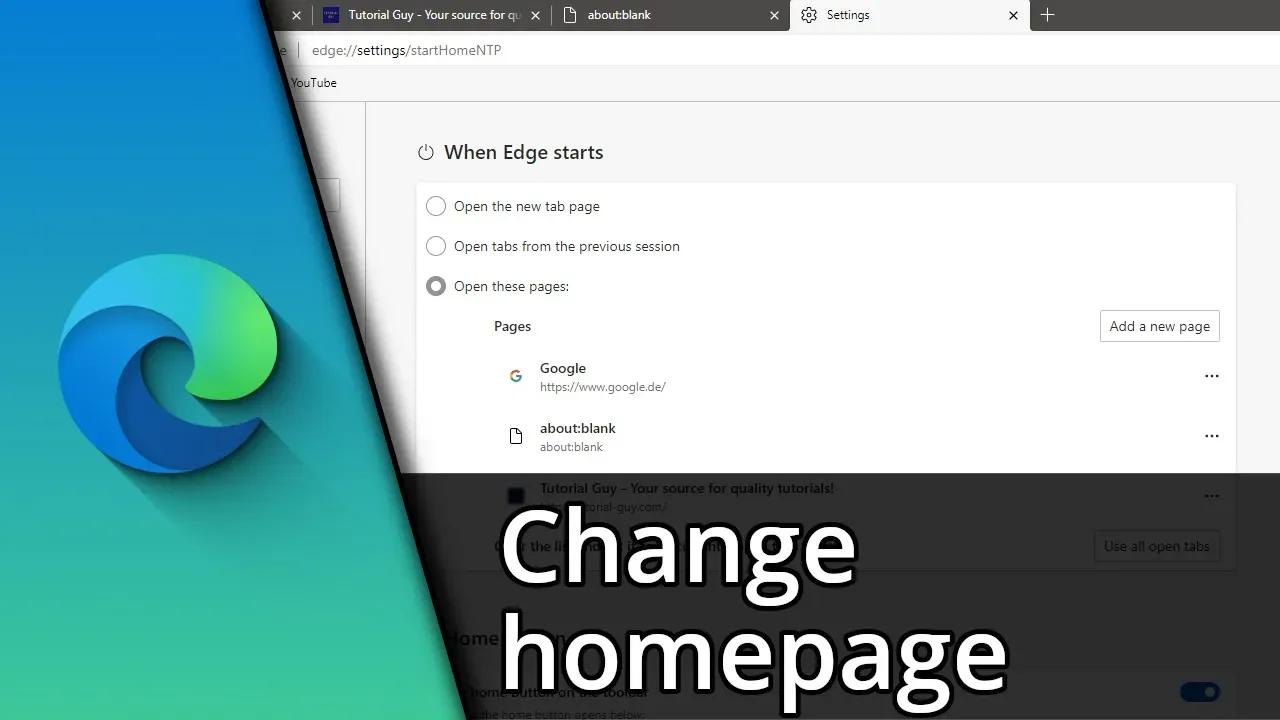 Change homepage in Edge | How to change Edge start page Tutorial