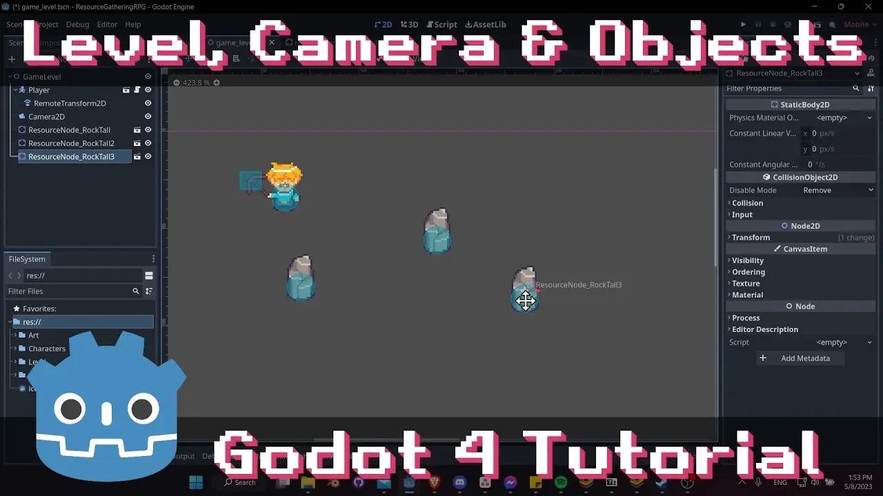 Level Scene ~ Follow Camera Adding Scene Objects And Y Sorting Godot 4 Tutorial
