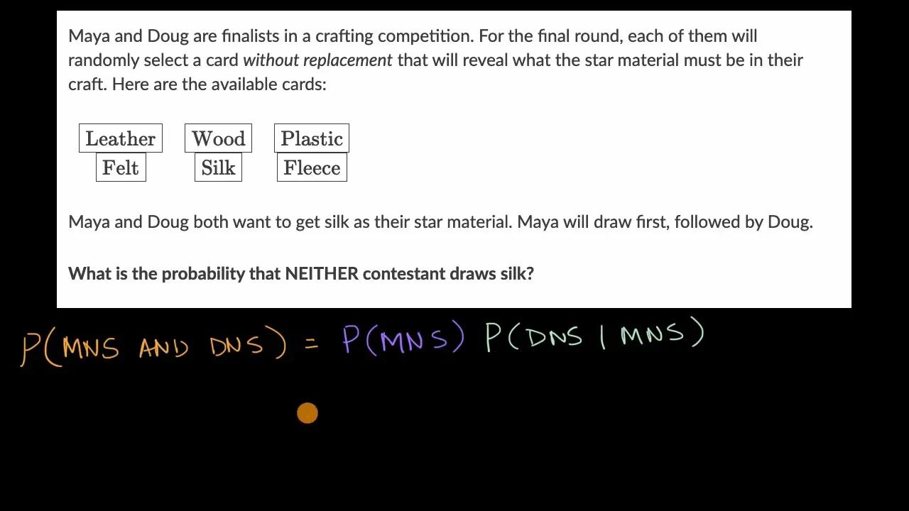 Probability with general multiplication rule example: dependent events ...