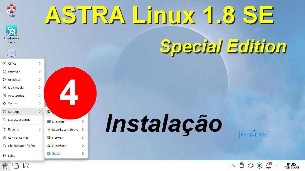 4- Instalação e 1º login. ASTRA Linux SE 18.04 de 2024. Distro Oficial ...