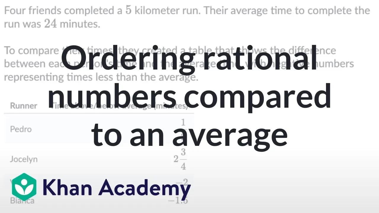 Ordering rational numbers compared to an average | Grade 8 (TX) | Khan ...