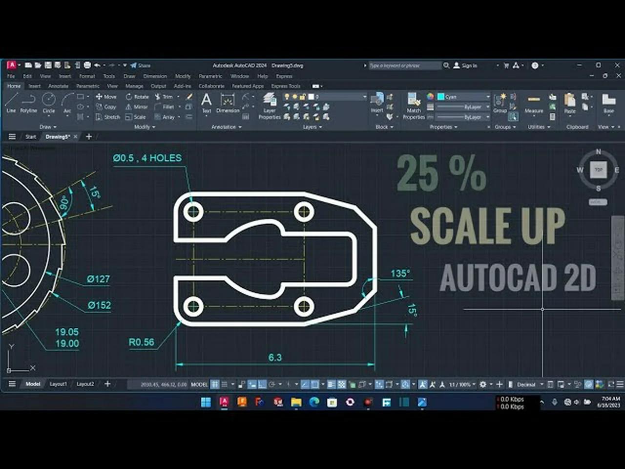 Ex 28 || autocad 2D || Latch Plate || chapter 1