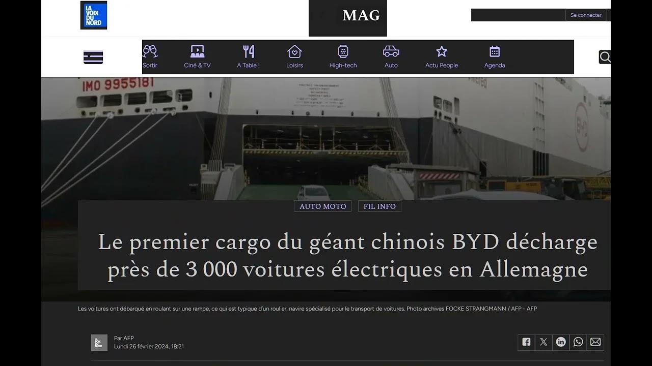Le premier cargo géant transportant des BYD électriques est arrivé en ...
