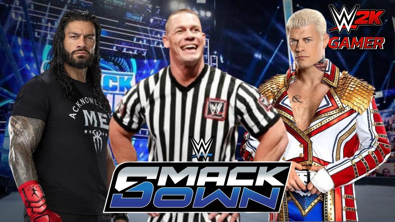Referee as John Cena - Roman Regins vs Cody Rodes - WWE Smackdown ...