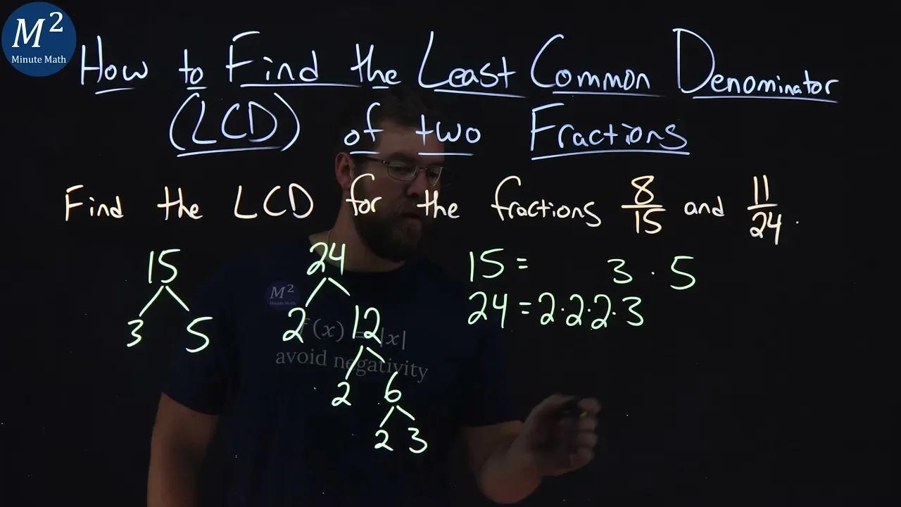How To Find The Least Common Denominator Lcd Of Two Fractions 8 15