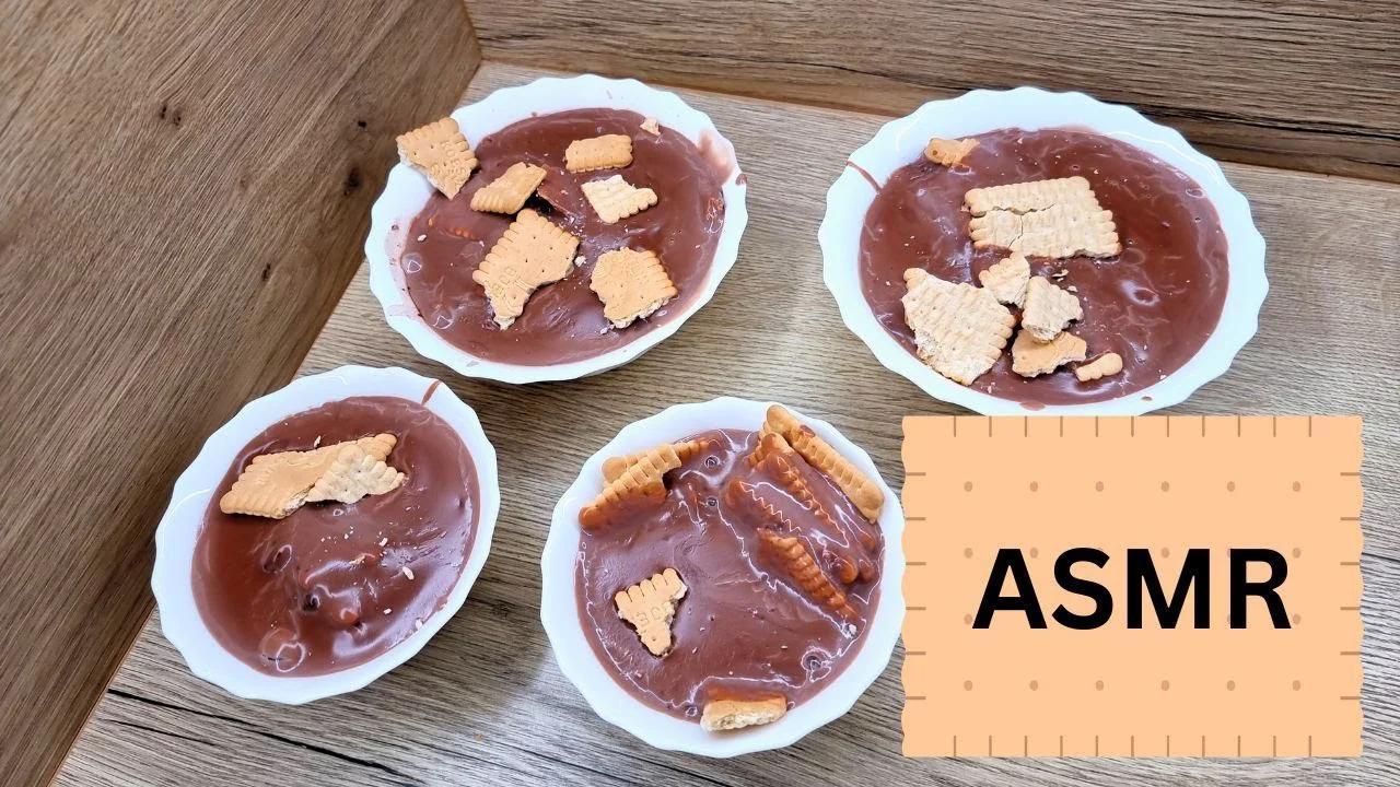 Crunchy Biscuits and Creamy Pudding ASMR Cooking, No Talking ...