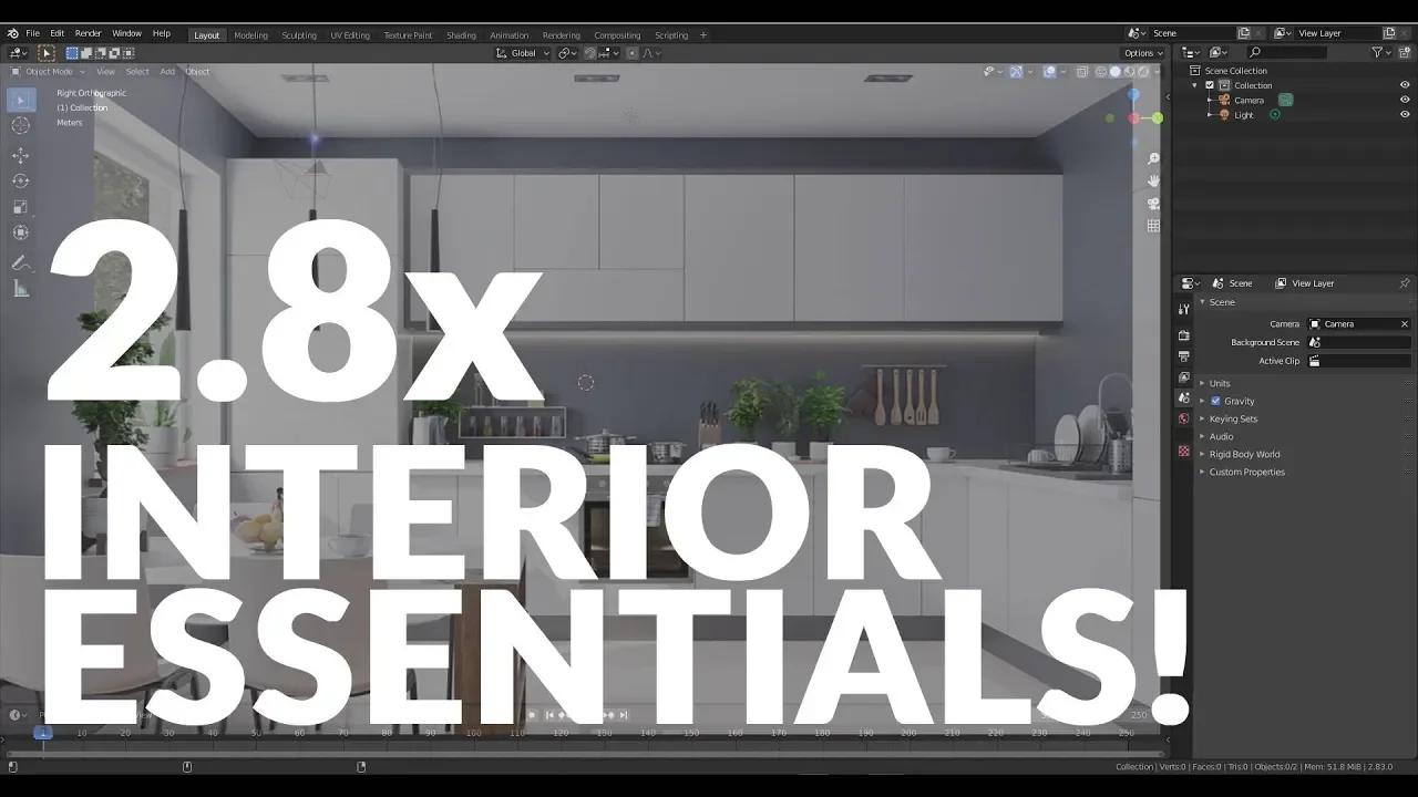 BLENDER 2.8x - INTERIOR ESSENTIALS ADDON!