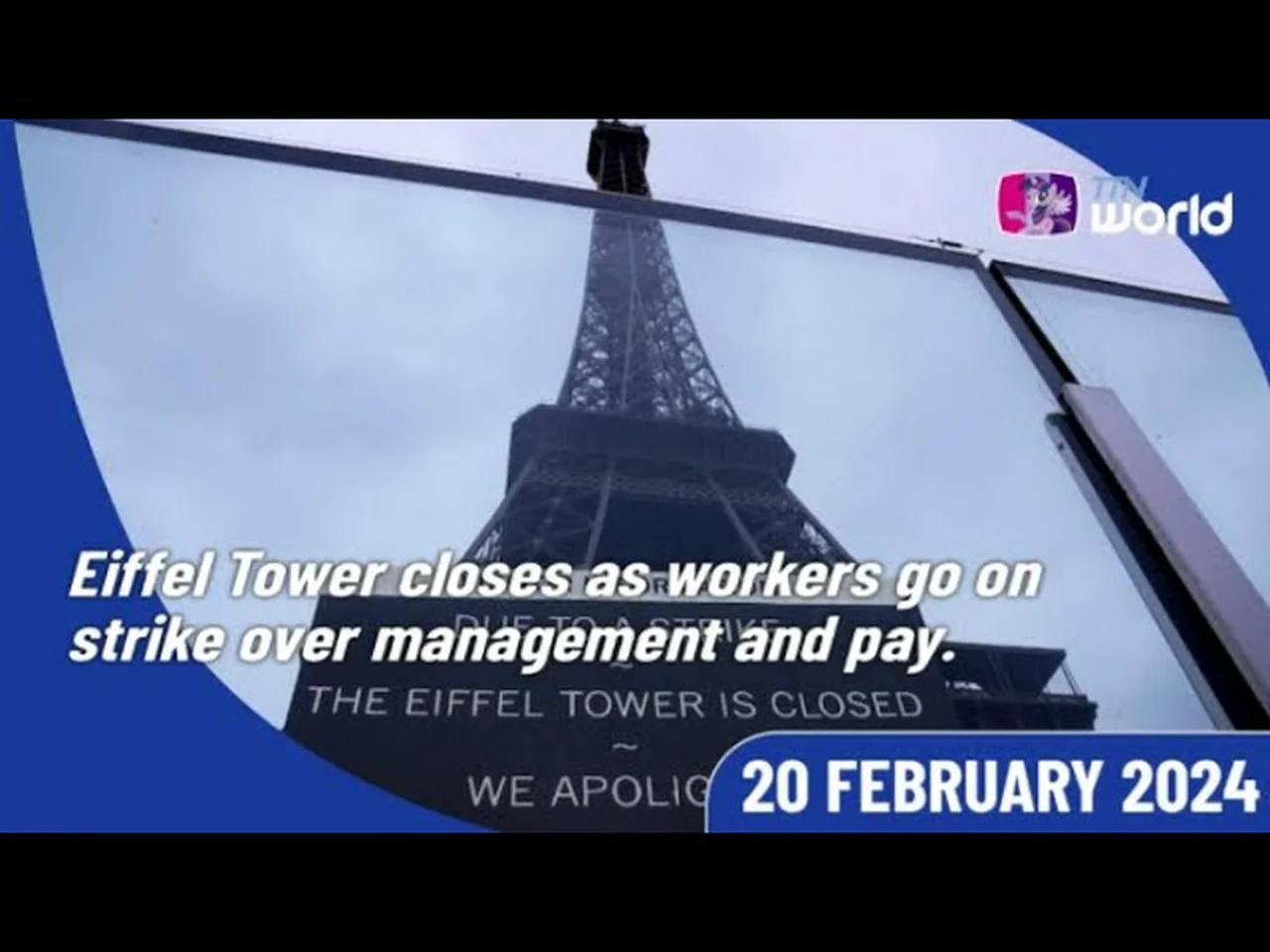 [English Language] Eiffel Tower In France closes as workers go on strike over management and pay.