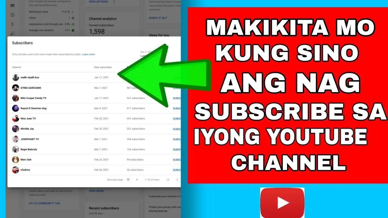 Paano Makikita Ang Mga Taong Nag Subscribe Sa Inyong Youtube Channel 2021