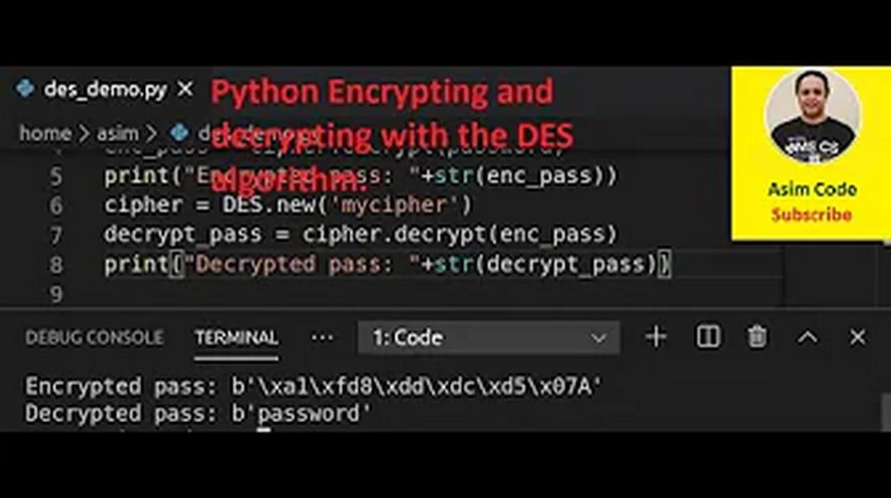 Python Encrypting And Decrypting With The Des Algorithm