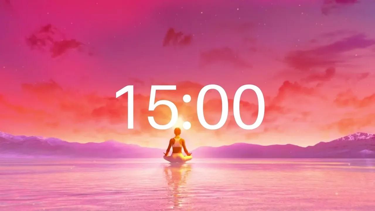 15 MINUTE TIMER | Countdown Timer with Meditation Music and Lapping Waves