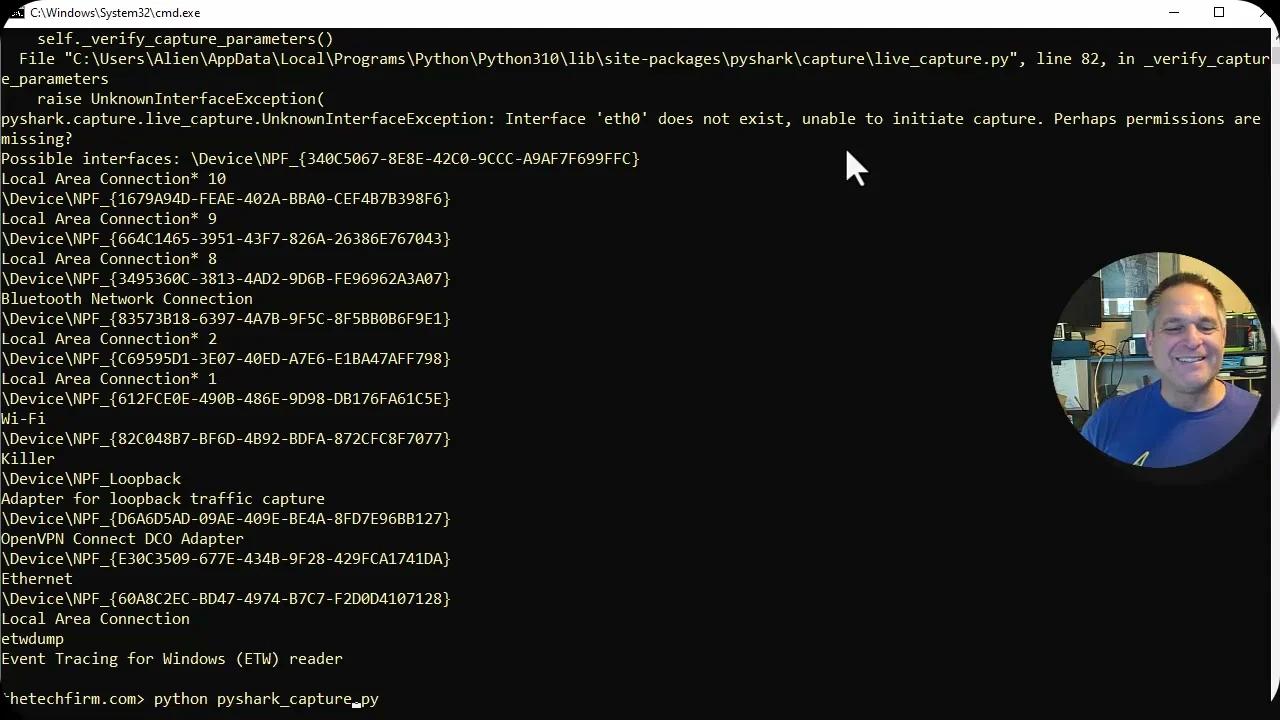 Capture Packets Using Python And Pyshark Using Less Than 5 Lines Of Code