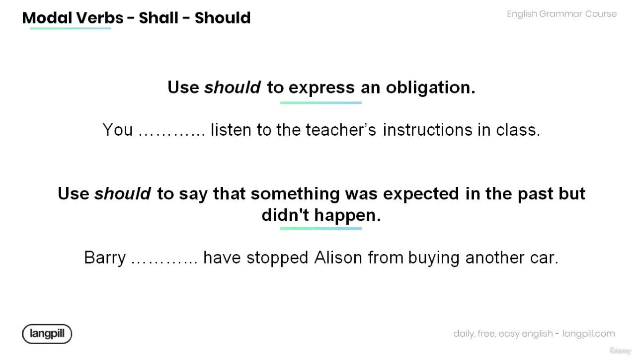 002 Review it! Modal Verb Shall, Should