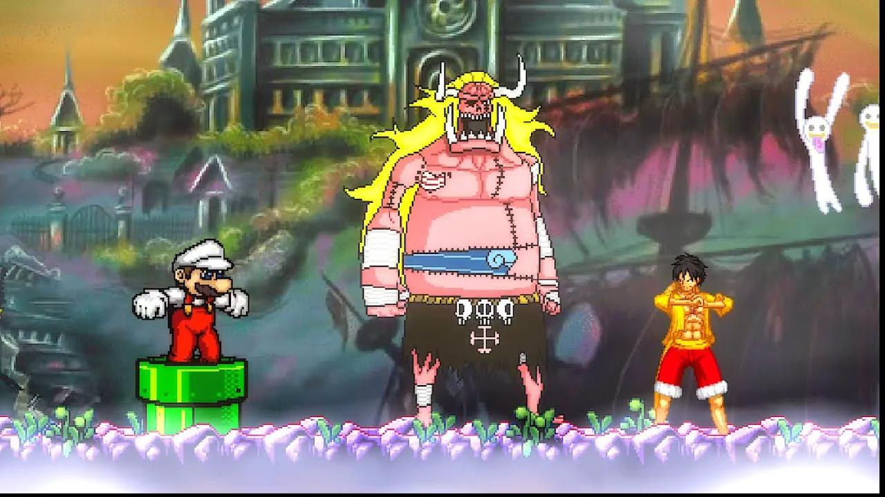 SUPER MARIO VS LUFFY LUTA ÉPICA INSANA DE MUGEN!