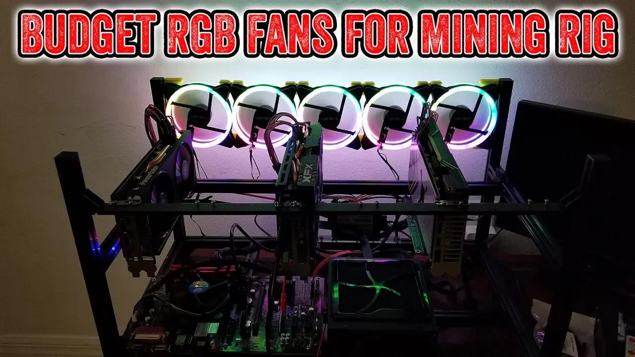 upHere RGB fans for 6 GPU Mining Rig frame