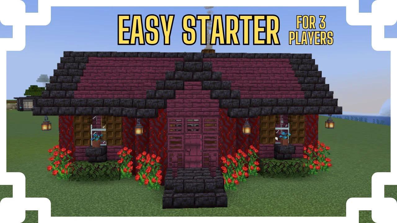 How To Build A Crimson Survival Starter House For 3 Players | Minecraft ...