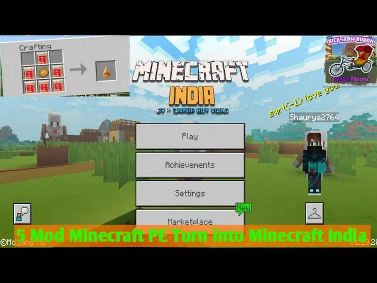 Minecraft PE Turn into Minecraft India PE for Android||Hindi||# ...