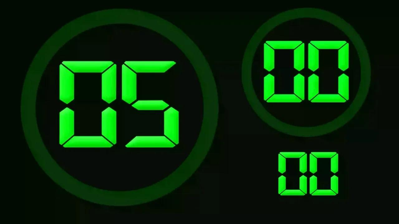 5 Minute Digital Countdown Timer With Ticking Sound and The Progressive ...