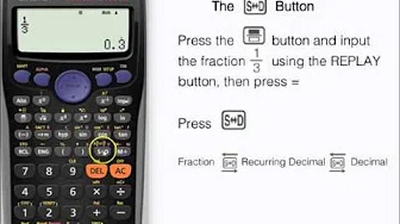 Change between fractions, decimals & surds (radicals) using SD button ...