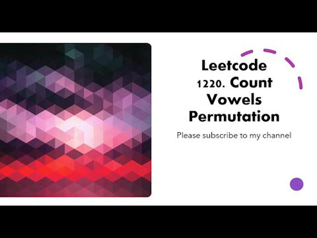 Leetcode 1220 Count Vowels Permutation