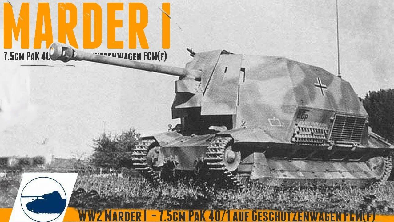 Rare WWII Marder I - 7.5cm PaK 40/1 auf Geschutzenwagen FCM(f) - Footage.