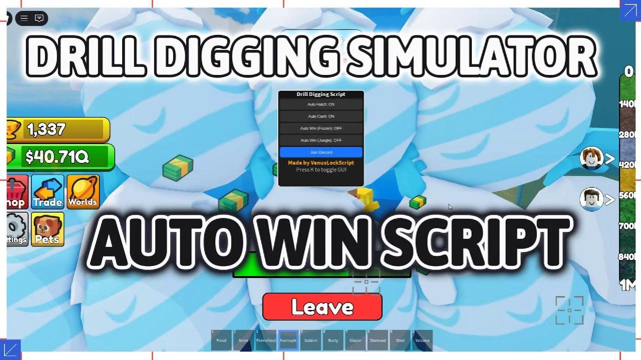 DRILL DIGGING SIMULATOR SCRIPT NO KEY 🔥AUTO WIN FARM, CASH FARM, HATCH EGGS