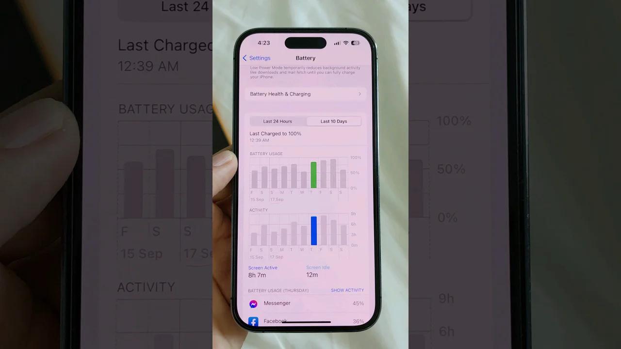 iPhone 14 Pro Battery Life with 87% Battery Health! #shorts