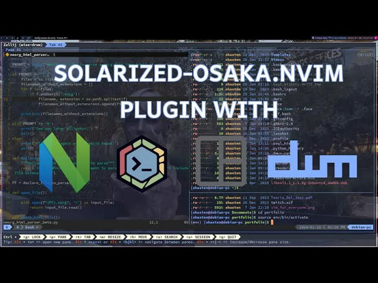 My solarized Osaka Colorscheme On Neovim, Tmux, Zellij, And My Favorite ...