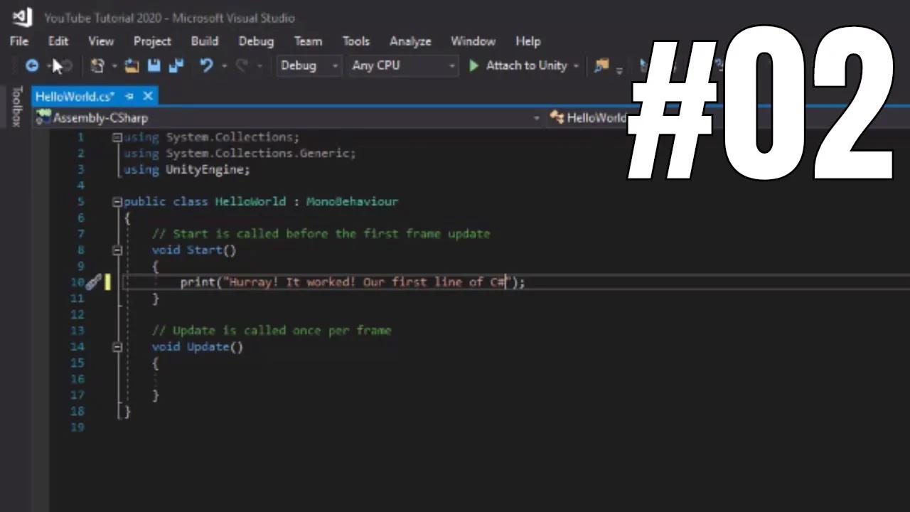 Unity Tutorial 02 Our First Script Using C