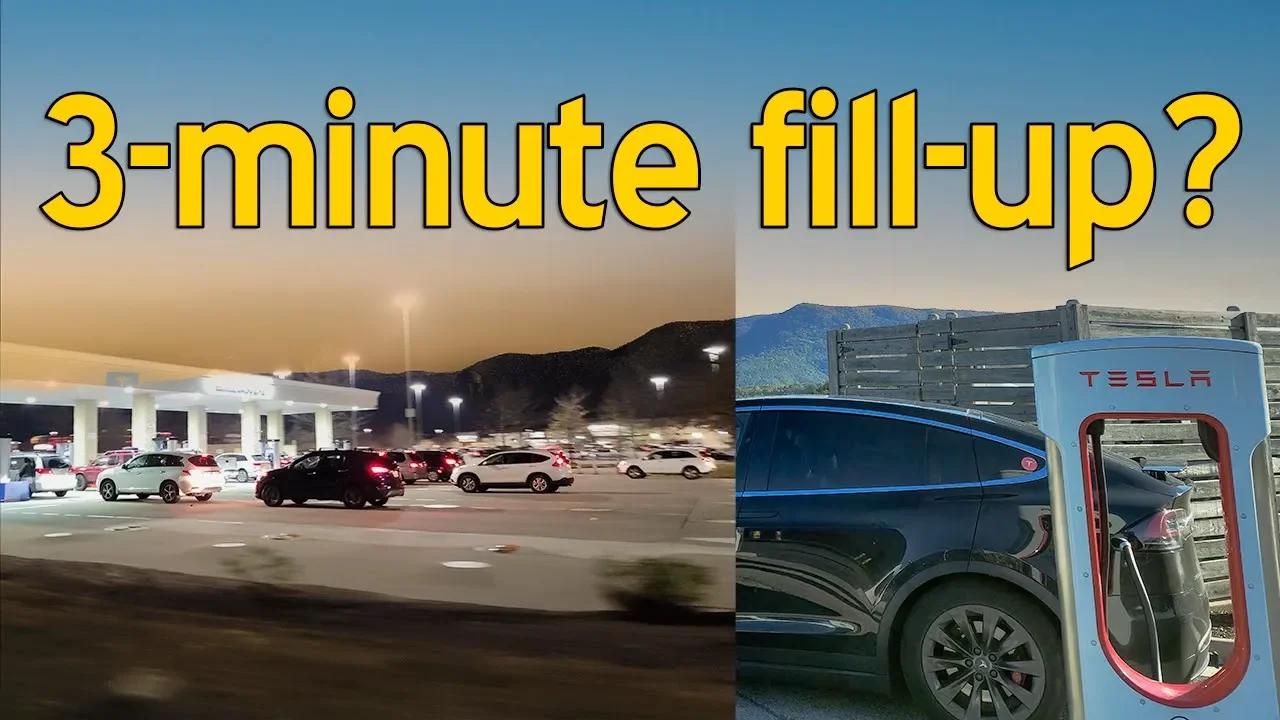 Tesla Charging Vs Gas Fill-ups "3-minute stop"