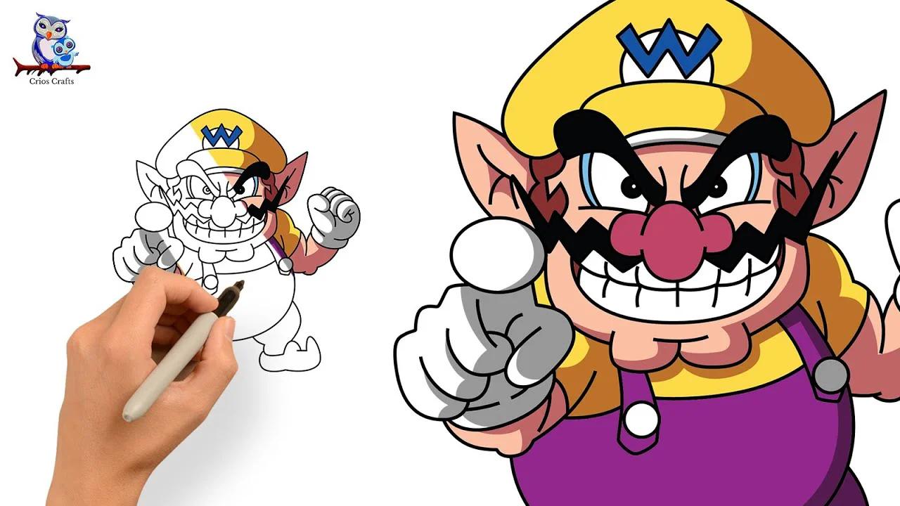 How to Draw Wario from Mario Bros - Step by Step