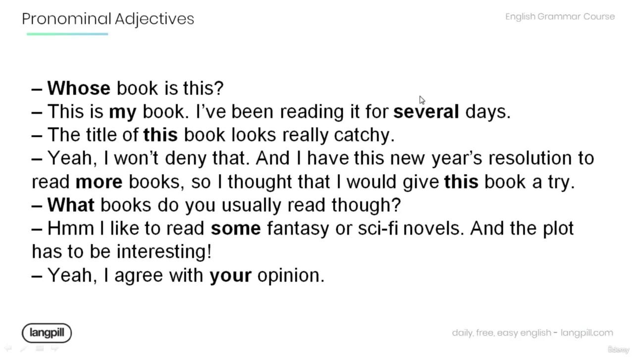 003 Use it! Pronominal Adjectives