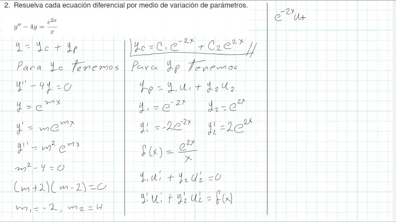 Ejemplo 2 | Variación de parámetros | Ecuaciones diferenciales ...