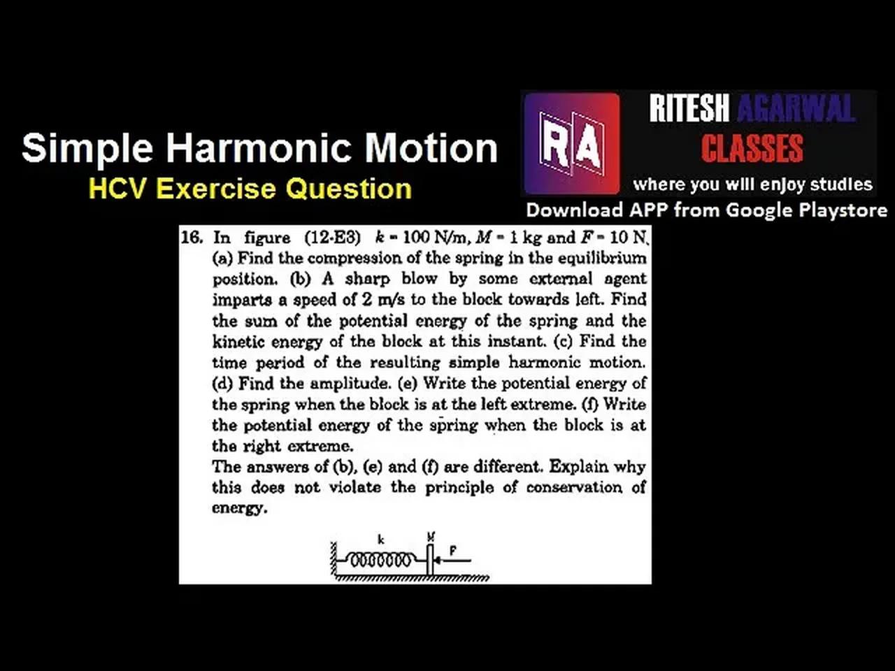 Simple Harmonic Motion || Exercise Question 16 Solution || Concepts of ...
