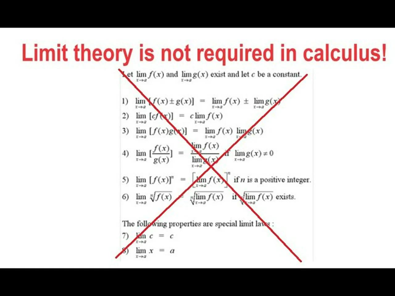 Limit theory is NOT required in calculus.
