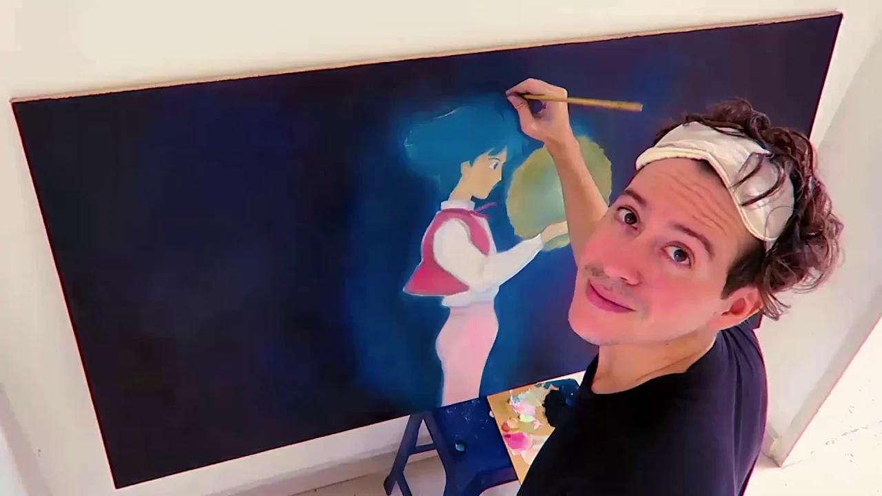 Pintando el Increible Castillo Vagabundo - Howl y calcifer / Ghibli Studio