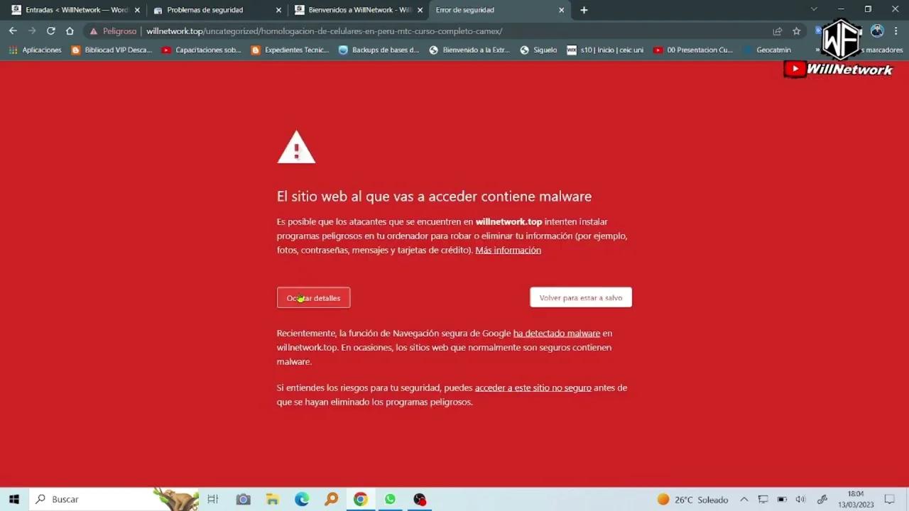 El sitio web al que vas a acceder contiene malware, solucionar problemas de seguridad Google search