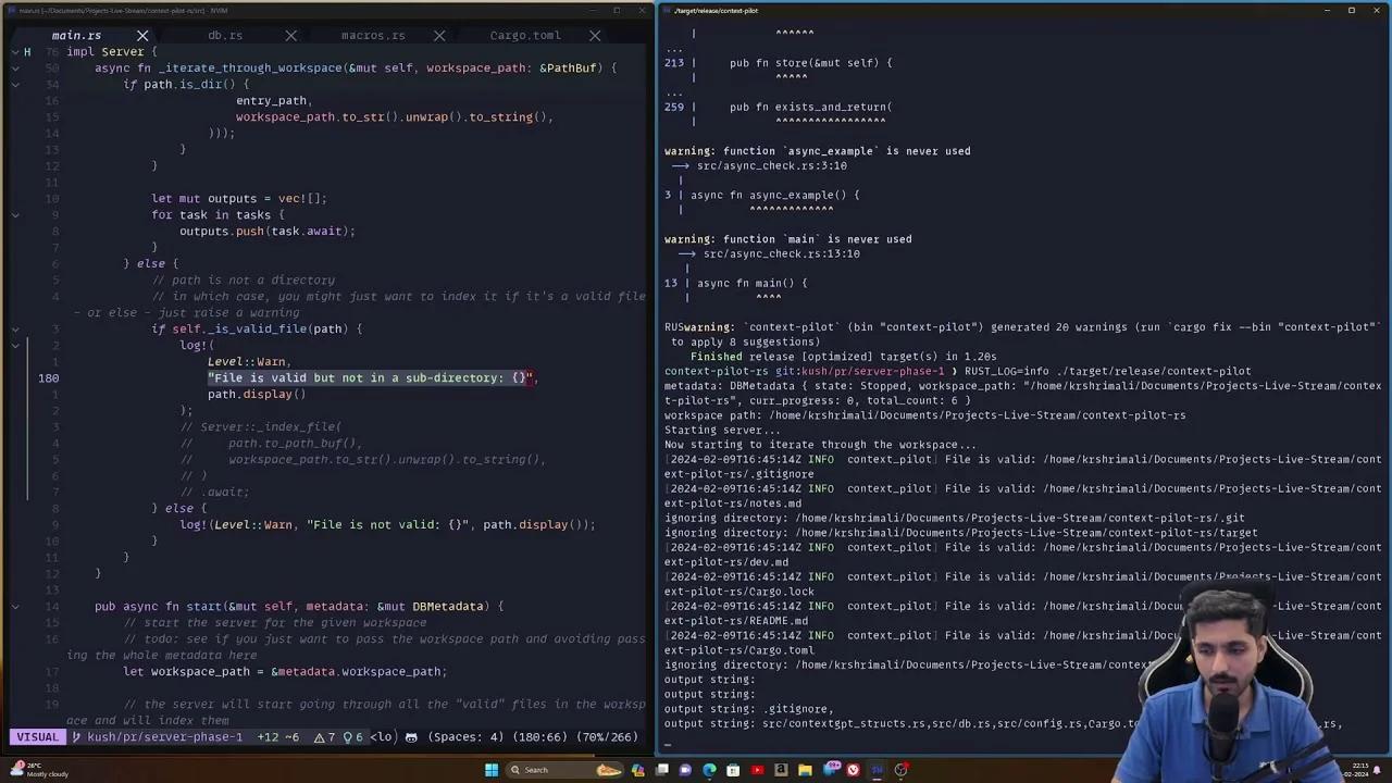 Live Coding Rust Project - Writing async server in Rust | Part-2