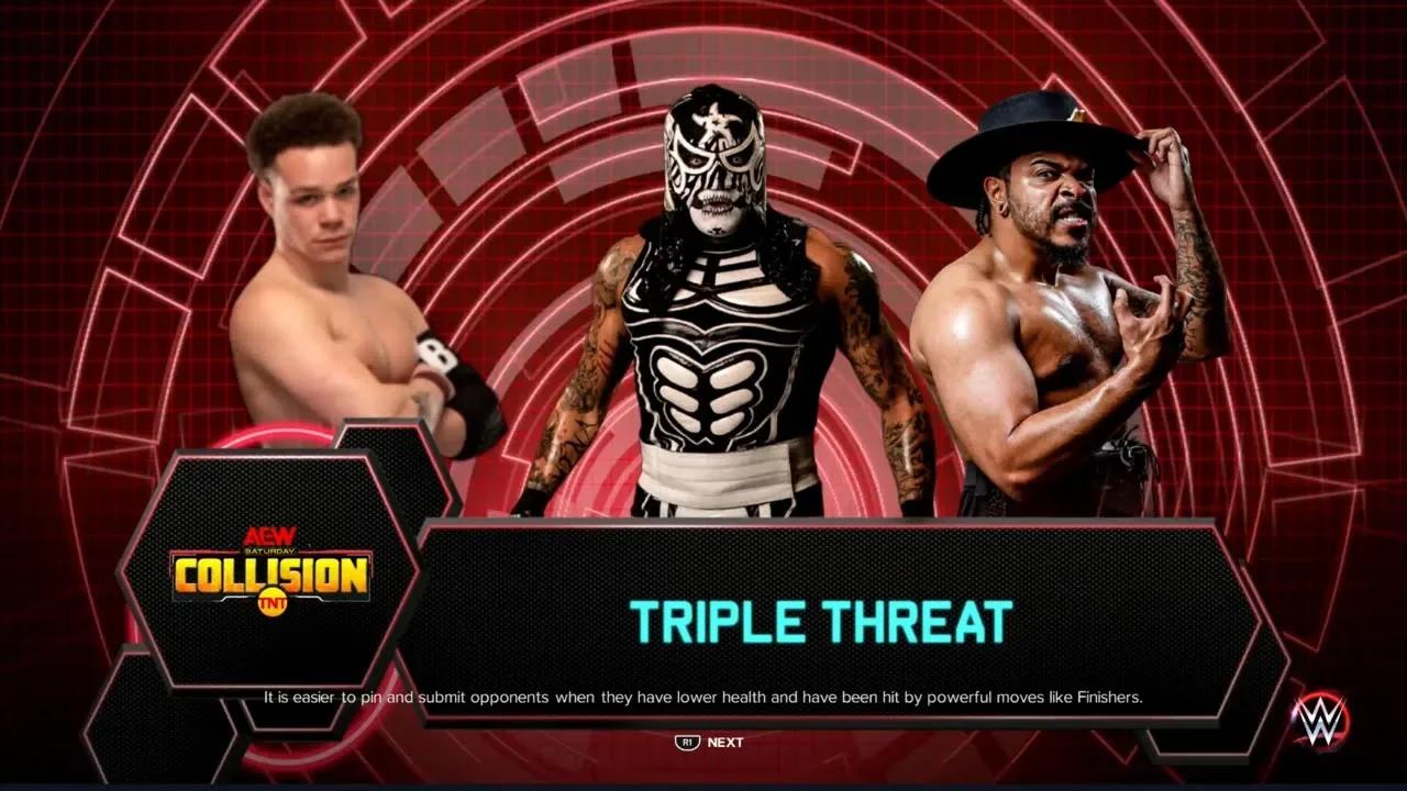 AEW Collision Penta El Zero Miedo vs Dante Martin vs Bryan Keith