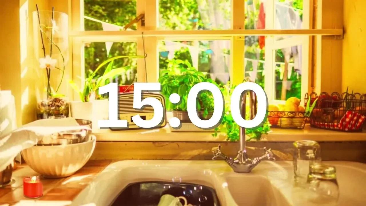 15 Minute Timer 15 Minute Countdown Relaxing Kitchen Ambience Birdsong Ticking Clock